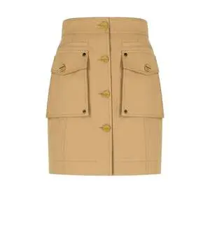 Elisabetta Franchi Camel Mini Skirt With Pockets - Beige
