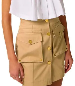 Elisabetta Franchi Camel Mini Skirt With Pockets