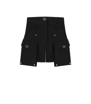 Elisabetta Franchi Cotton Shorts With Gold Logo Buttons