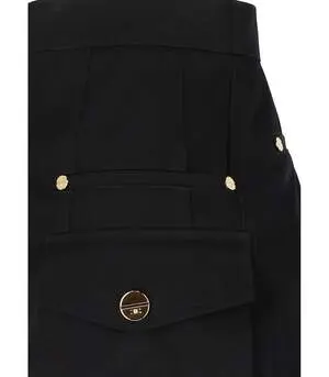 Elisabetta Franchi Cotton Shorts With Gold Logo Buttons