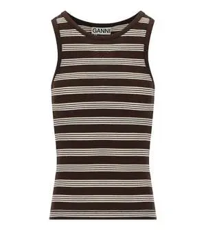 GANNI Ribbed Top - Brown