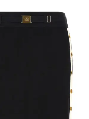 Elisabetta Franchi Knitted Midi Skirt With Belt Detail - Nero/burro