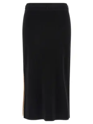 Elisabetta Franchi Knitted Midi Skirt With Belt Detail - Nero/burro
