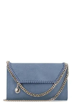 Stella McCartney Falabella Wallet W/chain Bag Eco Shaggy Deer W/light Gold Color Chain Blu