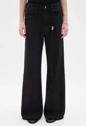 ANN DEMEULEMEESTER Genoveva 5 Pockets Relaxed Flared Trousers Denim - Black