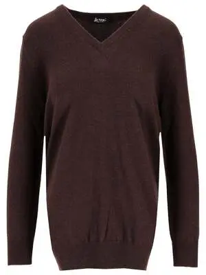 LA ROSE Maglione V Neck Cashmere - Marrone