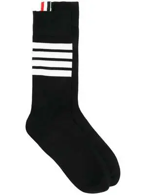 Thom Browne Mid-calf Socks With 4-bar Stripe Detail - Black