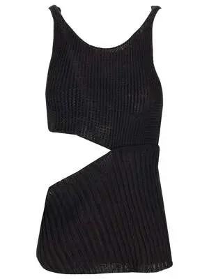 ANN DEMEULEMEESTER Asymmetrical Knitted Top - Black