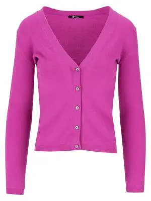 LA ROSE Cashmere Crop V Neck Cardigan - Violeta