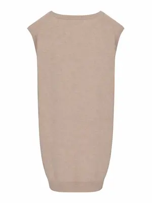 LA ROSE Oversized V-neck Vest - Sabbia