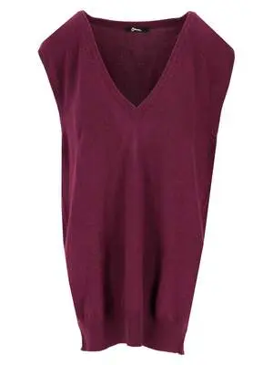 LA ROSE Knitwear Gilet Oversize Vino - Viola