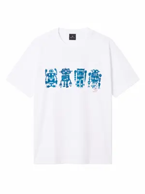 Paul Smith Robot Print Slim Fit T-shirt - White