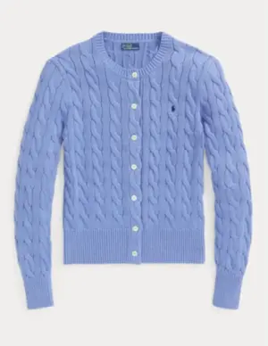 Ralph Lauren Cable Knit Long Sleeve Cardigan - Blue