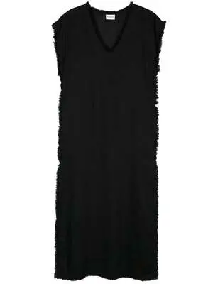 PAROSH Frayed Linen Midi Dress