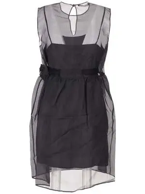 LA ROSE Sleeveless Sheer Dress With Bow Detail