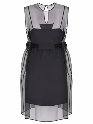 LA ROSE Sleeveless Sheer Dress With Bow Detail