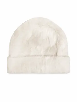 LA ROSE Angora Beanie - White