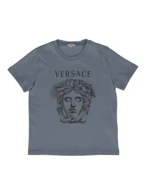 Versace T Shirt Jersey + St. Medusa Outline - Blu