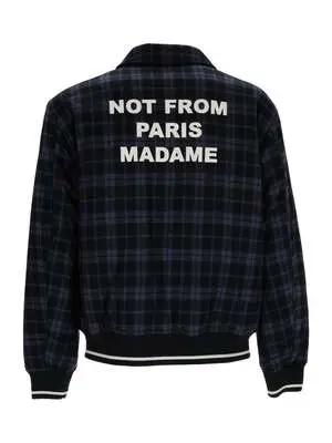 DR�LE DE MONSIEUR Drôle De Monsieur Navy Check Flannel Jacket With Slogan