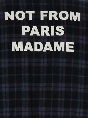 DR�LE DE MONSIEUR Drôle De Monsieur Navy Check Flannel Jacket With Slogan
