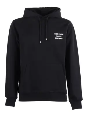 DR�LE DE MONSIEUR Black Bold Slogan Hoodie - Red