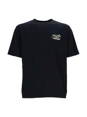 DR�LE DE MONSIEUR Navy Vine Embroidered Slogan T Shirt - Blu