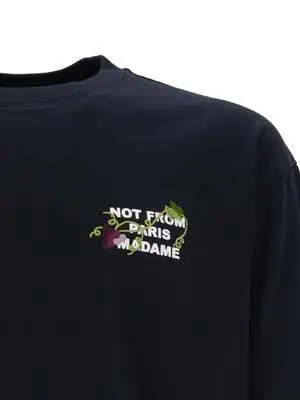 DR�LE DE MONSIEUR Dr Le De Monsieur Navy Vine Embroidered Slogan T-shirt