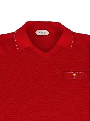 Versace Knit Polo Shirt With Contrast Stitching