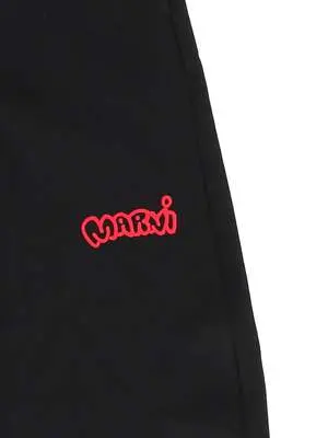 Marni Mp263u Black Joggers With Logo