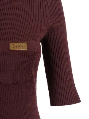 Elisabetta Franchi Ribbed Knit Top With Chest Pocket