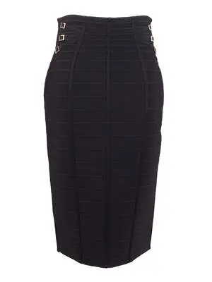 Elisabetta Franchi Black Knit Skirt With Embellished Detail - Red