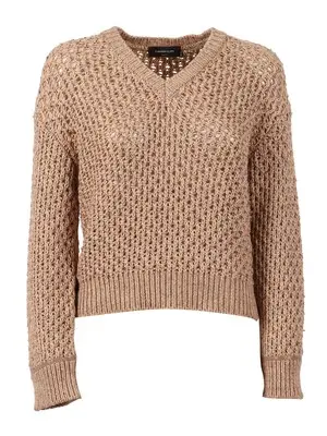 Fabiana Filippi V-neck Crochet Knit Sweater - Red