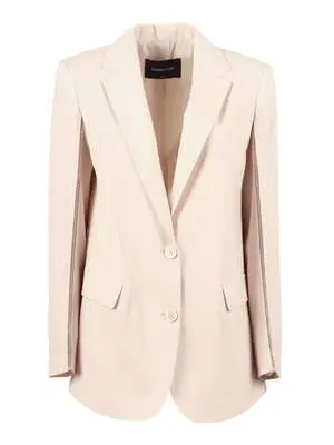 Fabiana Filippi Giacca Over Con Coulisse Dietro In Frescolana Color Nude - Red