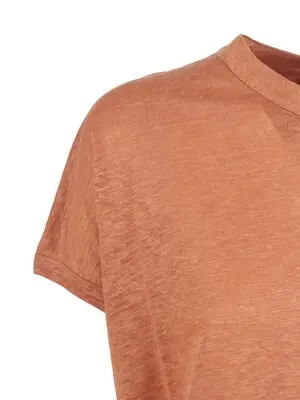 KANGRA Serafino Linen Jersey Button-up Top - Red
