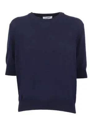 KANGRA Crewneck Short Sleeve Knit Top - Blu