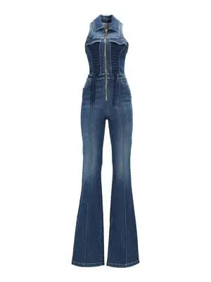 Elisabetta Franchi Sleeveless Denim Jumpsuit - Blu
