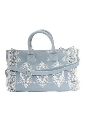 MC2 SAINT BARTH Colette Volant N Sangallo Flowers Denim Emb