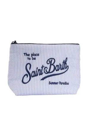 MC2 SAINT BARTH Seersucker Striped Pouch - Blue