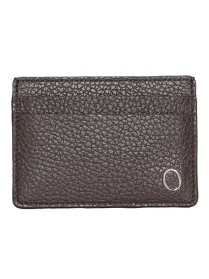 CLAUDIO ORCIANI Textured Leather Card Holder With Metal Logo Detail