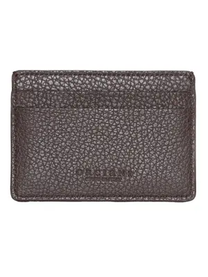 CLAUDIO ORCIANI Textured Leather Card Holder With Metal Logo Detail