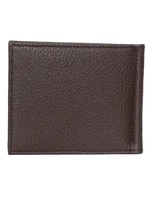 CLAUDIO ORCIANI Textured Leather Wallet With Silver-finish Clip