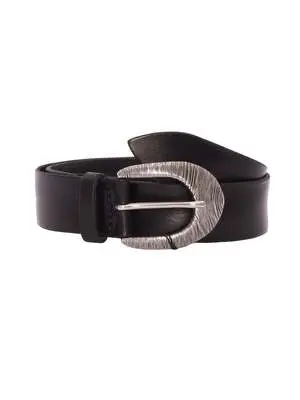 CLAUDIO ORCIANI Black Leather Belt With Decorative Buckle - Red