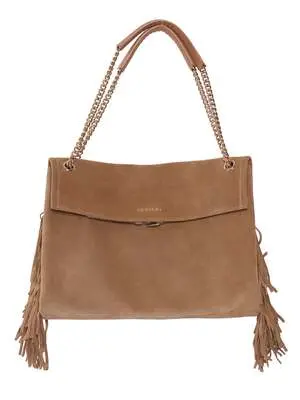 CLAUDIO ORCIANI Suede Fringe Shoulder Bag With Chain Straps - Red