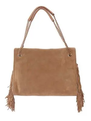 CLAUDIO ORCIANI Suede Fringe Shoulder Bag With Chain Straps