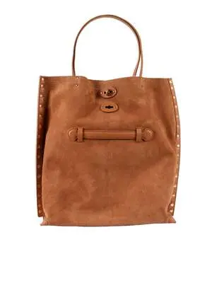 ZANELLATO SRL A' Spasso Tote Bag In Brown Zashmere & Cactus - Red
