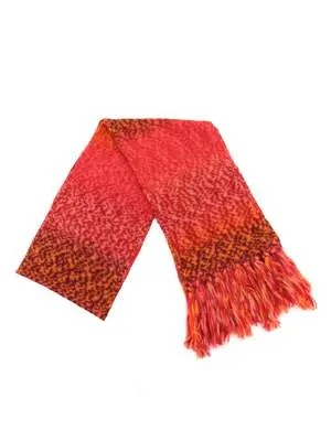 KANGRA Sciarpa Con Frangia Effetto Stampato - Red