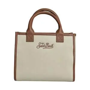 MC2 SAINT BARTH Canvas Tote Bag With Leather Trim
