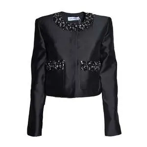 SELF-PORTRAIT Self Portrait Embellished Collar Cropped Jacket