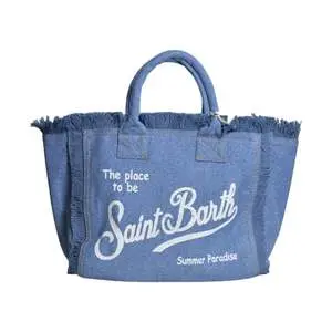MC2 SAINT BARTH Tote Bag With Fringe Detail - Denim