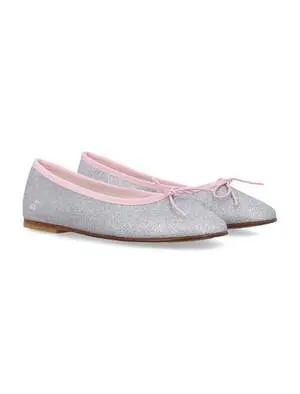 Bonpoint Glitter Ballerina Flats With Bow Detailing
